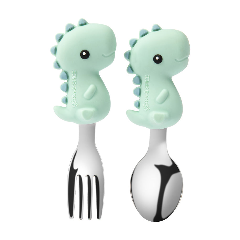 Learn To Eat Fork and Spoon Set - T-Rex – Glitter & Spice
