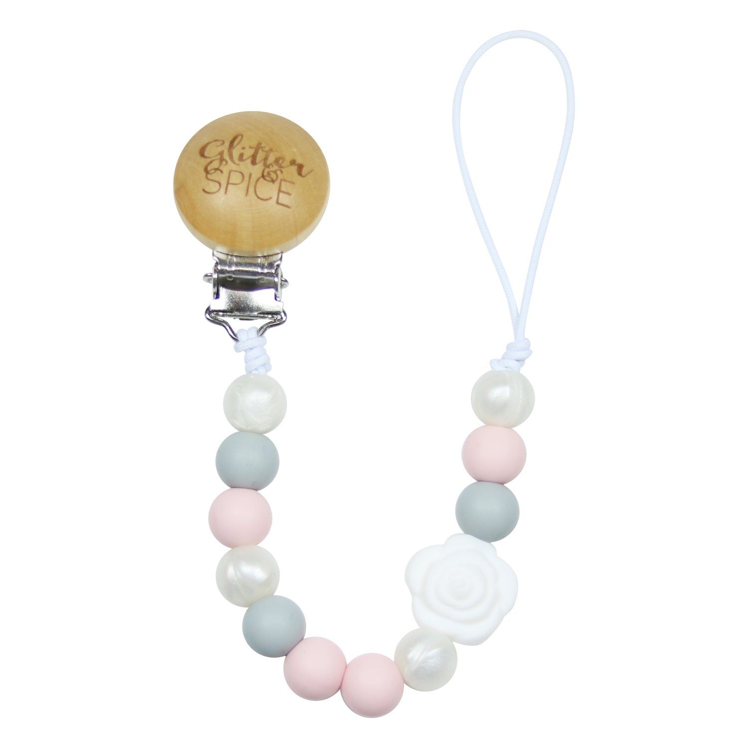 Silicone Pacifier Clip - Livi Rose – Glitter & Spice